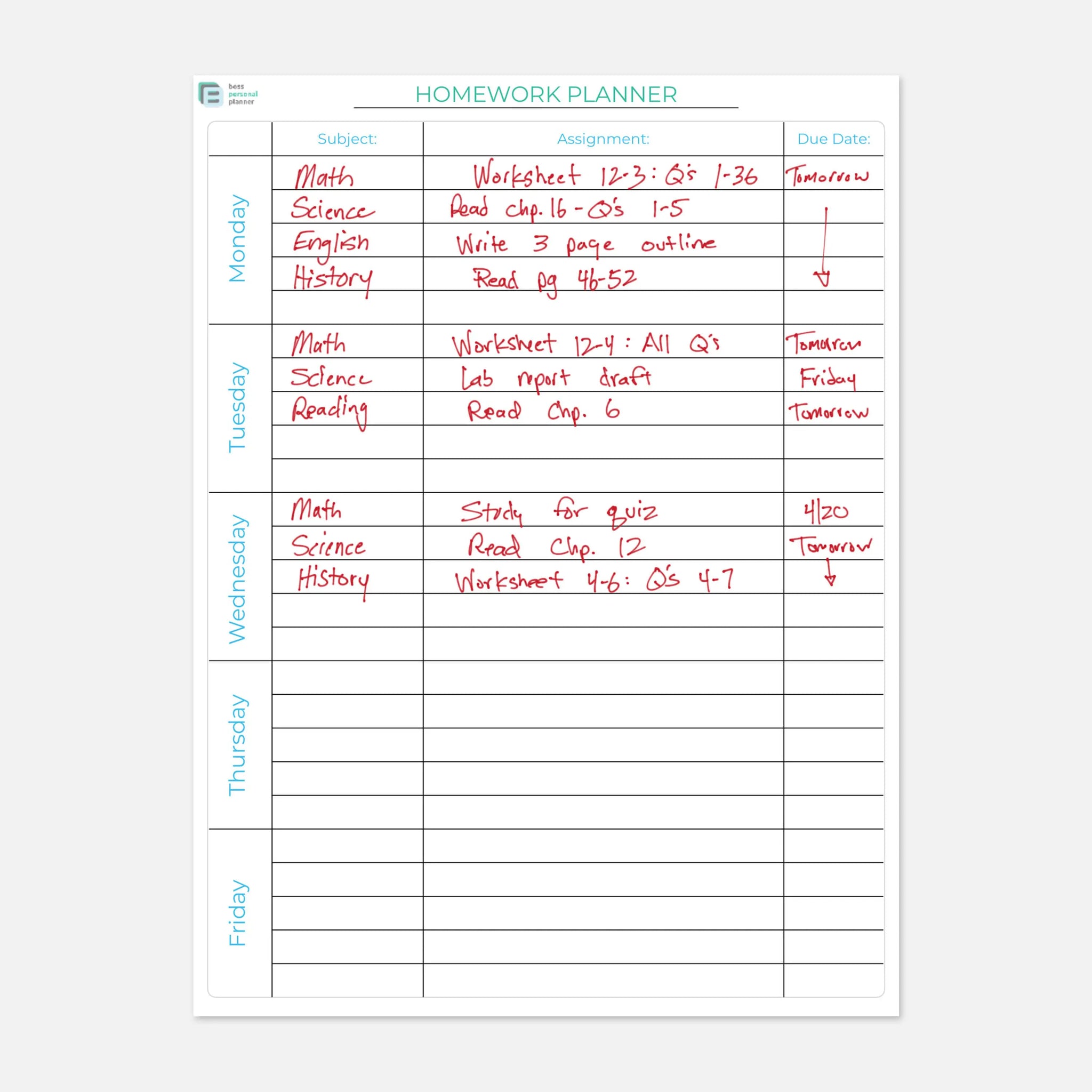 Printable Teacher Planner – Boss Personal Planner